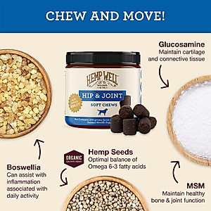 Hemp Well Hip and Joint Soft Chews – Supports Mobility and Promotes Healthy HIPS and Joints for Dogs, Organically Sourced (60 Count)