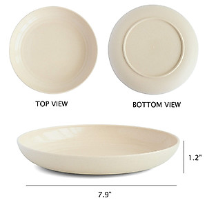 JUCOXO Wheat Straw Plates Plastic Plates Reusable 8 Inch - Microwave Safe Plates for Kitchen, Unbreakable Plates for Outdoor, BPA Free