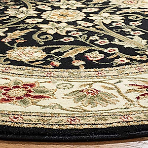 SAFAVIEH Lyndhurst Collection 6' Round Black/Ivory LNH212A Traditional Oriental Non-Shedding Dining Room Entryway Foyer Living Room Bedroom Area Rug