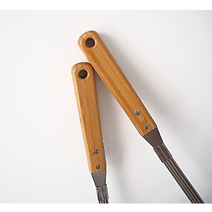 TENTA TENTA KITCHEN Stainless Steel Skimmer Strainer, Wire Skimmer with Spiral Mesh Bamboo Handle Spoon/Ladle for Spaetzle/Pasta/Chips (1pc M Size)