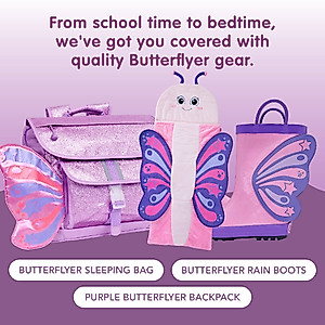 Bixbee Kids Sleeping Bag, Soft Sleepy Sack for Kids & Toddlers | Easy Roll Up Design for School, Daycare + Naptime, 60 x 22 Inches | Cozy Slumber Bag w Lining | Butterfly Sleeping Bag for Girls + Boys