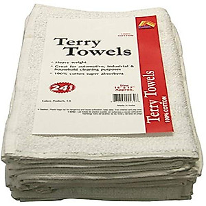 Galaxy Audio Paint Essentials 14-Inch x 17-Inch Terry Towels, White 24-Pack WT24
