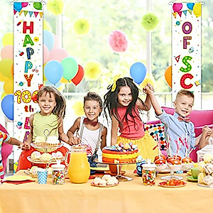 Happy 100th Day of School Porch Banner Door Decorations, 100 Days Porch Sign for Kindergarten Primary School Preschool Celebrate 100th Day Party Supplies Favors (White)