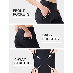 nuveti Women's High Waisted Boot Cut Yoga Pants 4 Pockets Workout Pants Tummy Control Women Bootleg Work Pants Dress Pants (Black, 3X-Large)