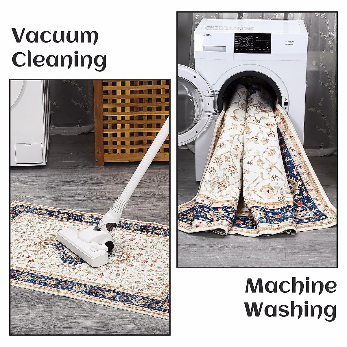 COZYLOOM 9x12 Large Living Room Area Rug Washable Rug Indoor Vintage Bedroom Rug with Rubber Backing Oriental Area Rug Throw Floor Carpet Floral Dining Room Large Carpet Home Office Rug, Gold