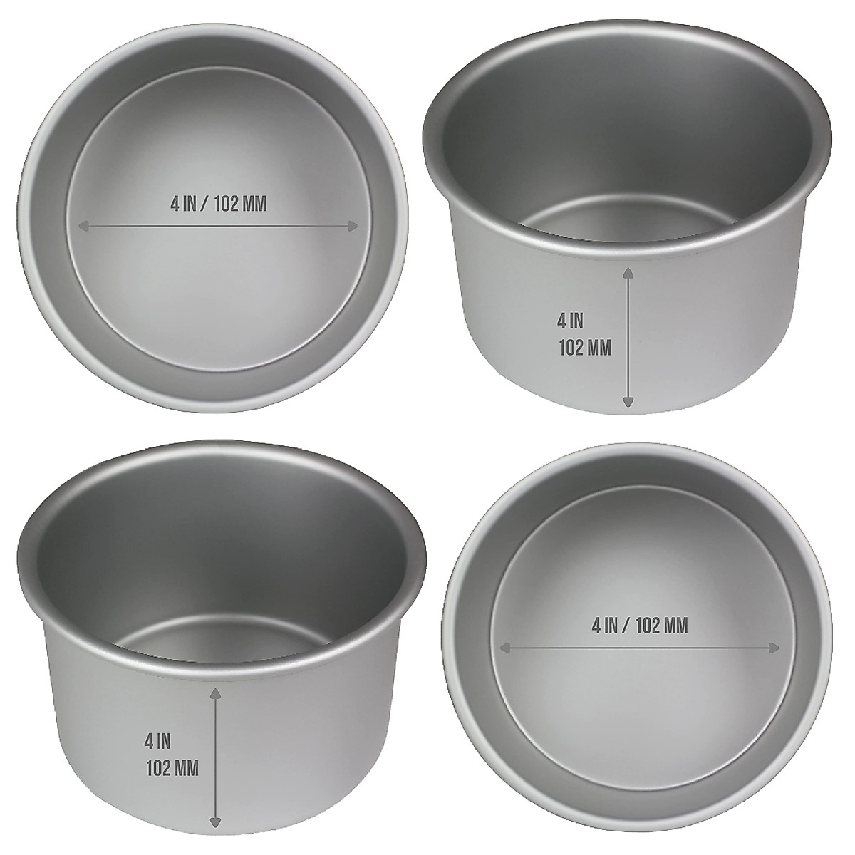 PME Round Cake Pans 4 x 4 Inch, Pack of 2