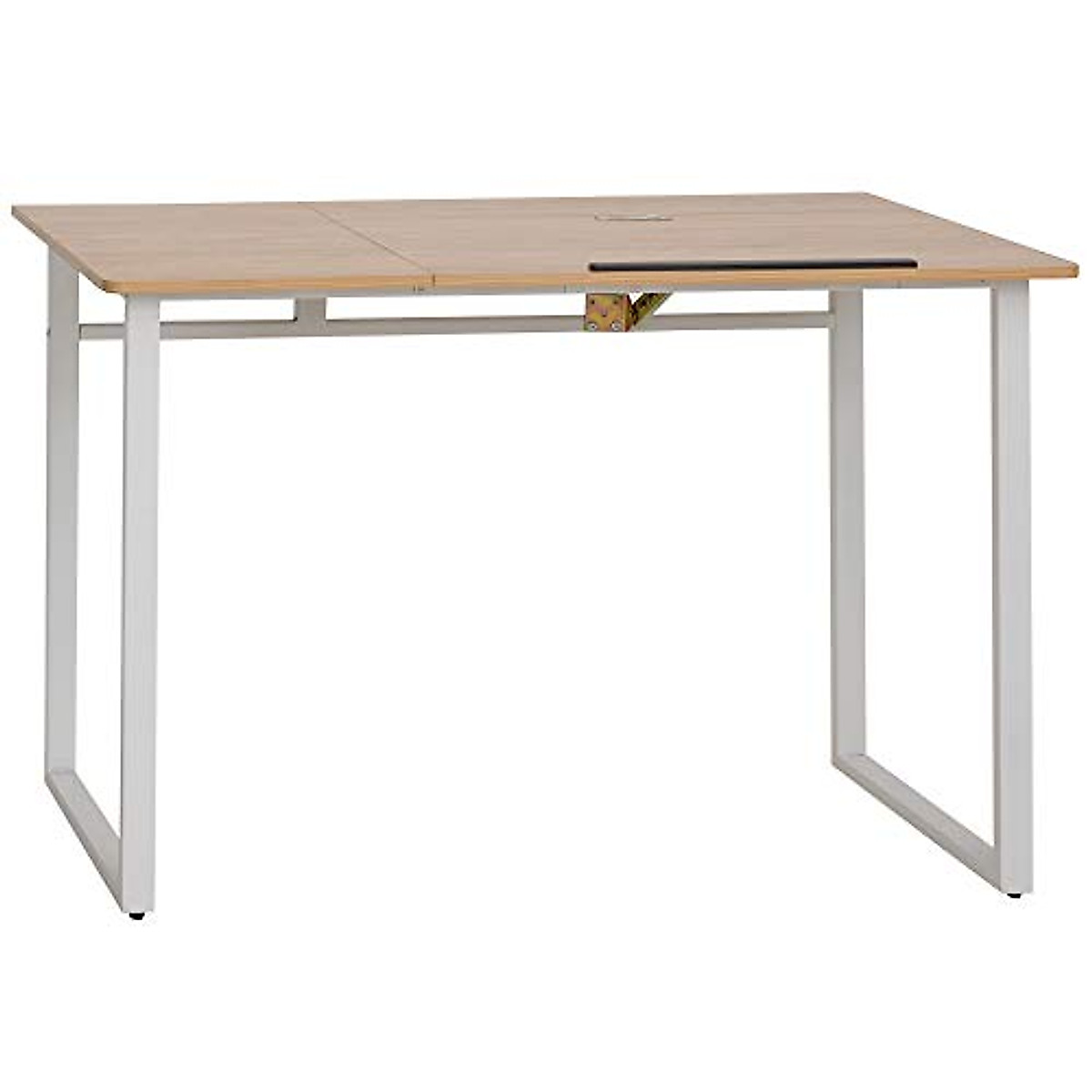 HOMCOM Modern Drafting Drawing Table with Adjustable Tiltable Tabletop, Writing Office Desk Artist Workstation, Oak