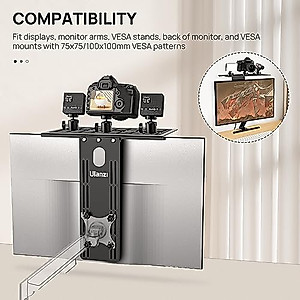 jusmo ULANZI LS16 VESA Camera Mount DSLR Monitor Top Shelf, Aluminum, Black, 3 Ballhead