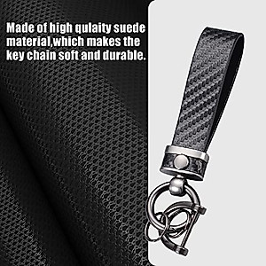 JDDRY Carbon Fiber Style Car Keychain Microfiber Leather Key Chain,Universal Key Chains for Key Fobs for Men and Women,360° Rotatable Swivel, Anti-Lost D-Ring, 2 Keyrings(Carbon Fiber Black,1Pack)