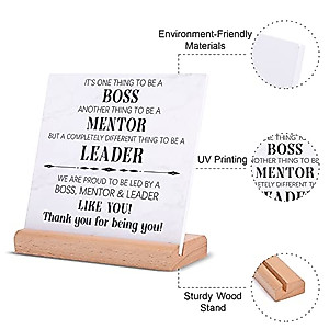 BaubleDazz Boss Gifts for Men, Women, Going Away Gifts for Boss, Boss Appreciation Gifts, Desk Plaque with Solid Wood Stand, Thank You Gift for Boss, Boss Lady, Mentor, Leader