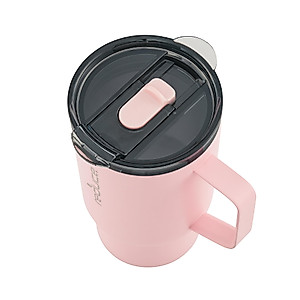 REDUCE Hot1 18 oz Hot1 Stainless Steel Insulated Mug with Temperature Adjusting Lid - Dual-Wall Vacuum, Cupholder Friendly - Keeps Drinks Hot for 6 Hours - Ideal for Coffee, Tea & Other - Pink Salt