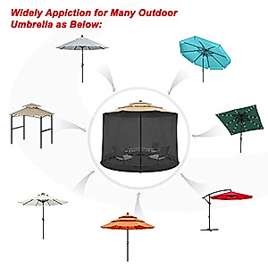 COOSHADE 9-11FT Patio Umbrella Netting with Zipper Door and Water Tube Black