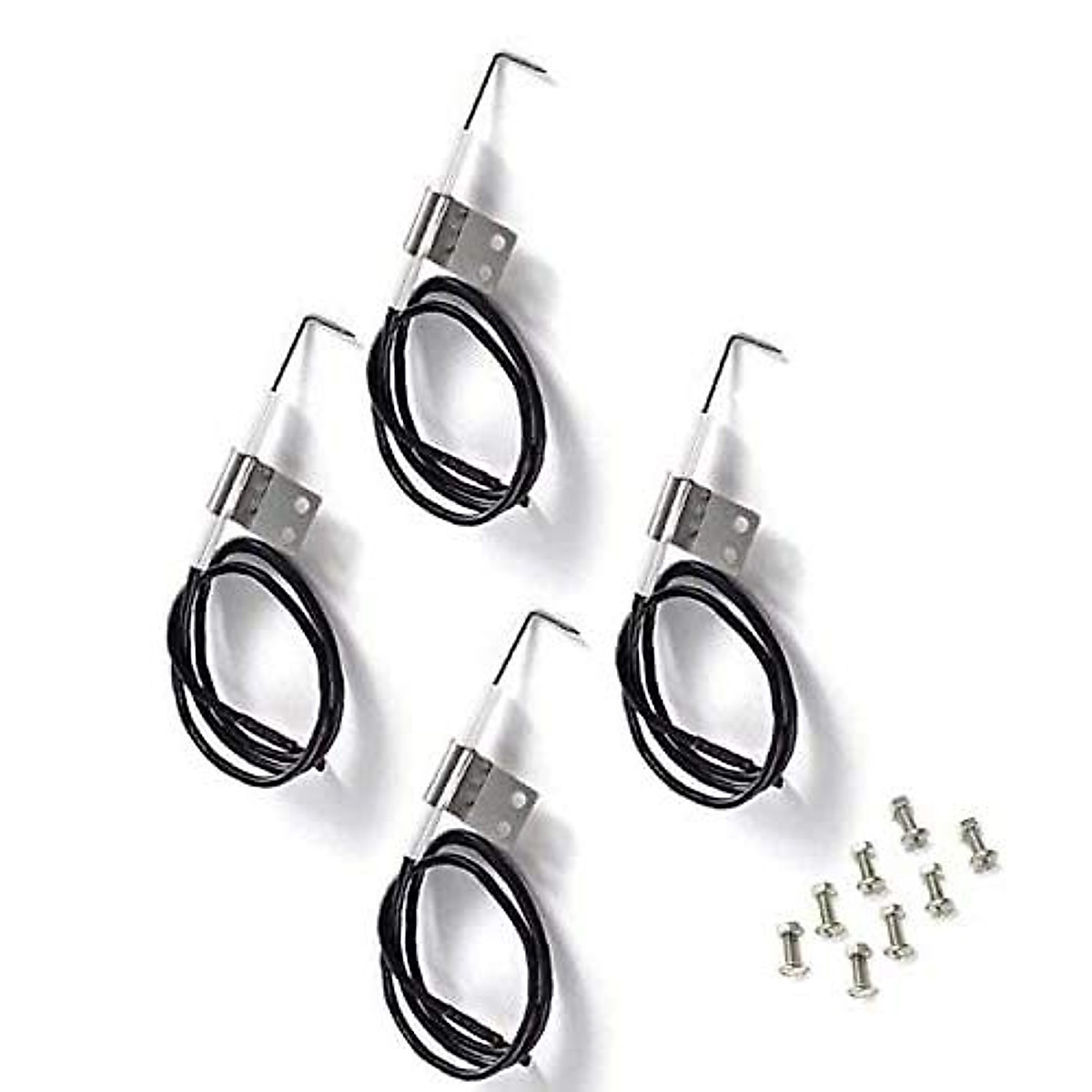 BBQ Future 4-Pack Ceramic Ignitor Electrode Replacement for Select Gas Grill Models by Kenmore, Nexgrill, Members Mark, Tera Gear and Others