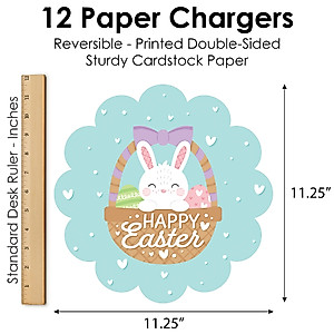 Big Dot of Happiness Spring Easter Bunny - Happy Easter Party Round Table Decorations - Paper Chargers - Place Setting For 12