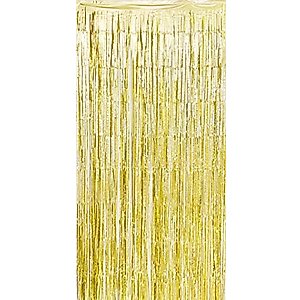 Allgala 4PK Metalic Tinsel Party Photo Backdrop Curtains Door Fringe Décor-Gold Matte-BD52403
