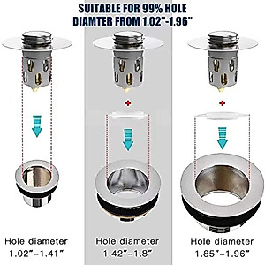 Universal Bathroom Sink Stopper, Pop Up Drain Hair Catcher, Bathtub Converter Sink Drain Strainer Plug No Overflow with Basket（Silver） (G880)