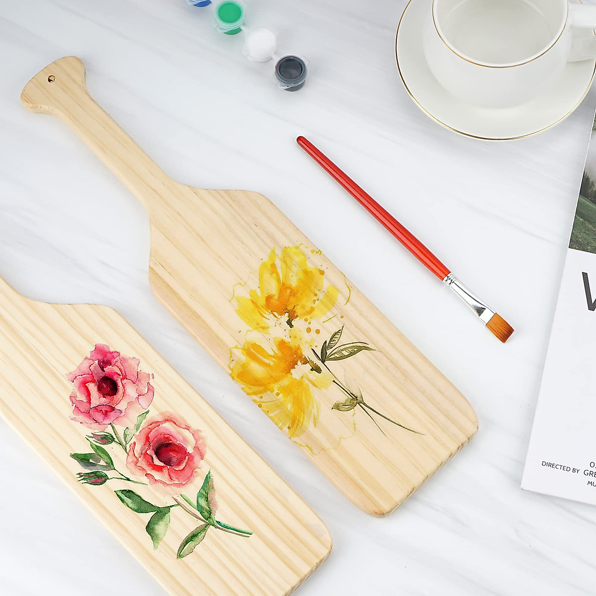 Linkidea 8 Pack Crafts Solid Wood Bulk Pack, Wholesale Multi-Pack 15" Hand-Painted Craft Solid Pine Paddle, Greek Fraternity Paddle, Home Decor Solid Wood Paddle