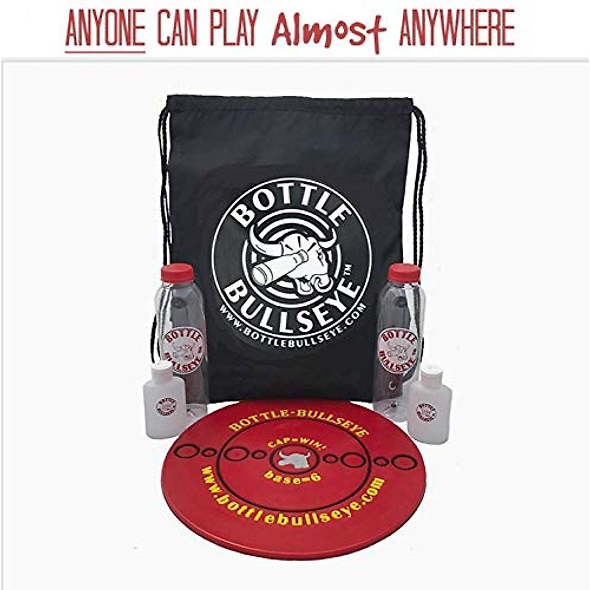 Bottle-Bullseye™ Official Travel Kit - Fun Indoor & Outdoor Game Like Darts. Play Almost Anywhere: Parties, picnics, Camping, Tailgating. Durable Weatherproof Target & Bottles are Made in The USA!!