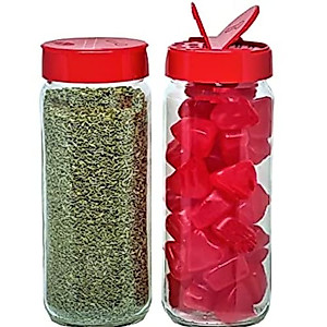 JARMING COLLECTIONS Glass Spice Jars with Shaker Lids - Spice Containers 16 oz Seasoning Shaker for Parmesan Cheese, Cinnamon Sugar Dispenser or as Salt Container with lid