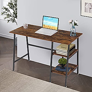 VECELO 43 Inch Computer Modern Student Writing Home-Office, Ladder Desk, Dark Walnut+Black Leg