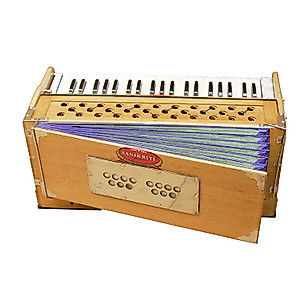 Harmonium by Maharaja Musicals, In USA, 9 Stops, 3 1/2 Octave, Double Reed, Coupler, Natural Color, Standard, Padded Bag, A440 Tuned, Musical Instrument Indian Sangeeta (PDI-AABG)