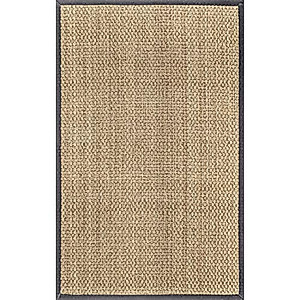 nuLOOM Hesse Checker Weave Seagrass Area Rug, 5' x 8', Dark Grey