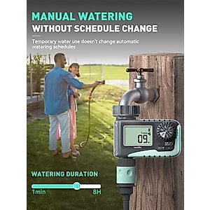 RAINPOINT Sprinkler Timer, Programmable Water Timer for Garden Hose, Outdoor Hose Timer with Rain Delay/Manual Watering System, Digital Irrigation Timer System for Yard, Lawns, 1 Outlet