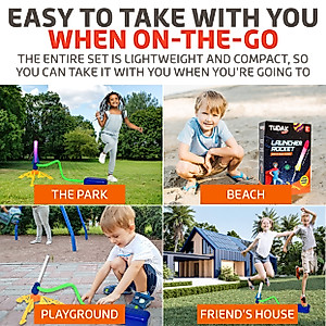 Light Up Toy Rocket Launcher for Kids | Shoots Up to 100 Feet in The Air | 6 Colorful Flashing Foam Rockets and Sturdy Launcher Stand, | Fun Outdoor Toy | Gift for Boys and Girls Age 3+