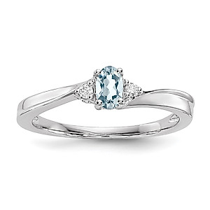 IceCarats 925 Sterling Silver Blue Aquamarine Diamond Ring Gemstone Band March Birthstone Jewelry Size 6.00