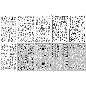 10 Sheets Spring Flower Nail Art Stickers Decals Self-Adhesive Pegatinas Uñas Black White Blossom Nail Supplies Nail Art Design Decoration Accessories