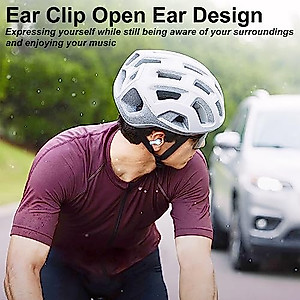 Mudtun Ear Clips Ear Buds Open Ear Bluetooth Headphones Bone Conduction Earbuds for Small Ear Canals, Clip on Earbuds Mini Light-Weight Open Ear Earbuds for Sports Running Cycling Workout, Blue