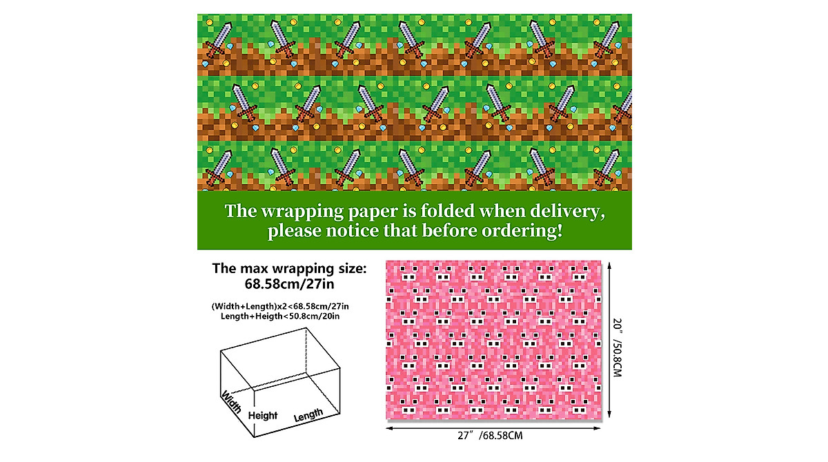 Pixel Style Gift Wrapping Paper - Perfect for Video Game Parties