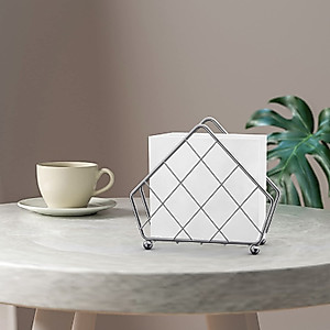 Lxmons Vertical Napkin Holder for Dining Table Décor, Freestanding Metal Paper Holder for Kitchen Countertop, Heavy Duty Napkin Paper Organizer, Durable Tissue Stand for Home Restaurant, Silver Chrome