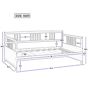 Merax Daybed Twin Bed Wooden Slats Support Modern Living Daybed with Rails, Twin Size, Dark Espresso