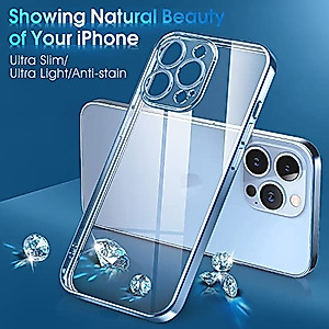 Supdeal Crystal Clear Case for iPhone 13 Pro Max, [Not Yellowing] [Military Grade Drop Tested] Shockproof Protective Phone Case Soft Silicone Slim Cover with Camera Protection, 6.7 inch, Blue