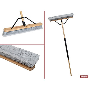 Harper 20201043 24 in. Indoor Smooth-Surface Push Broom with Flagged Bristles, Sand, Saw Dust, Wood Shavings and Pet Hair