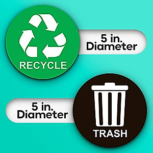 ASSURED SIGNS Recycle Sticker for Trash Can - Perfect Bin Labels - 2 Pack - 5" by 5" Decal Logo - Ideal Sign for Home or Office Refuse Bin - Suitable for Indoor/Outdoor use