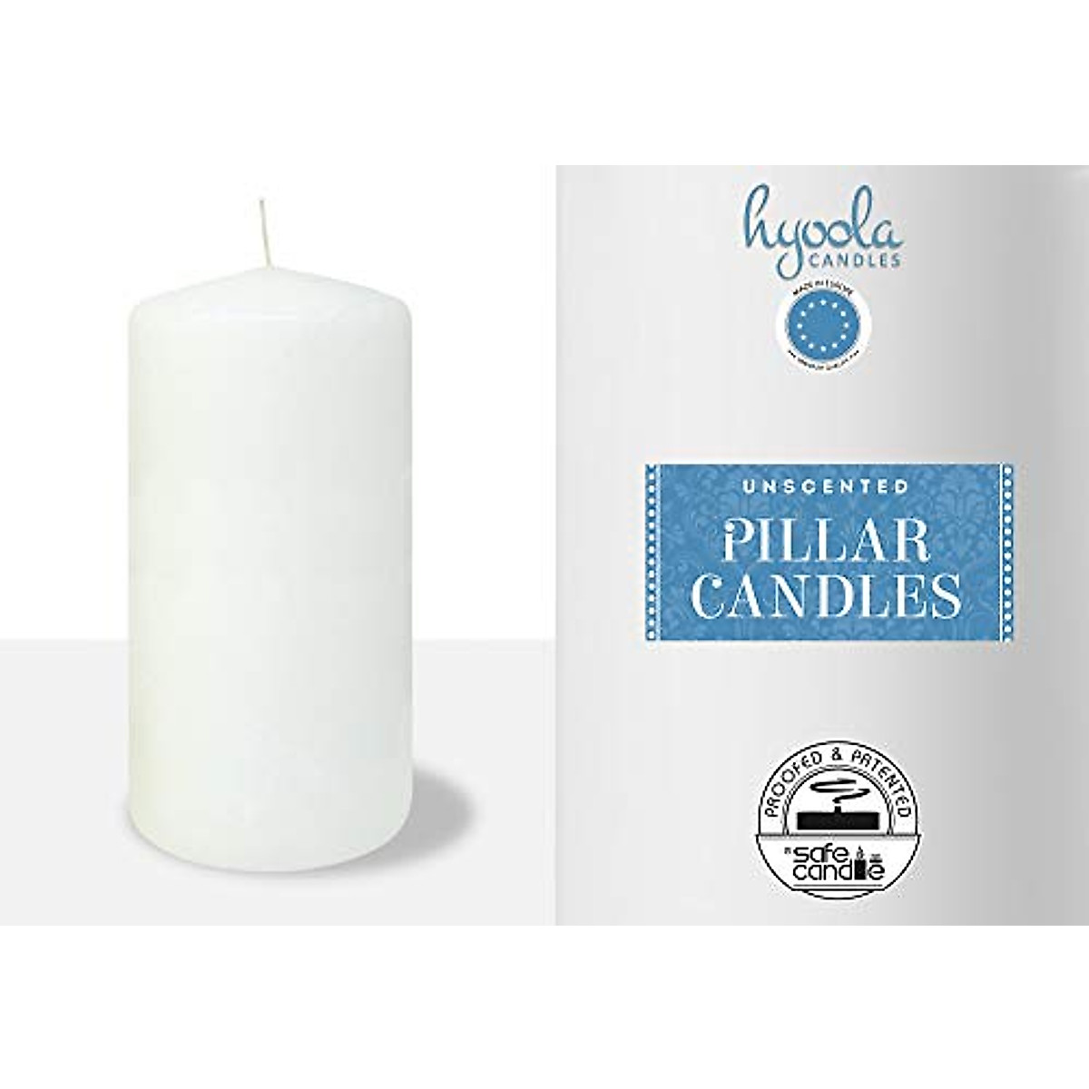 Hyoola White Pillar Candles 3x6 Inch - Unscented Pillar Candles - 12-Pack - European Made