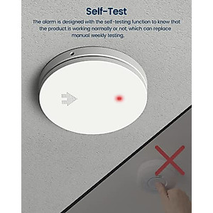 Ecoey Smoke Detector Alarm, 10 Year Fire Alarms Smoke Detectors with Self-Test and Ambient Light Detection, Ultra-Thin Fire Alarm with Big Test Button and Night Mode for Home, FJ146, 1 Pack