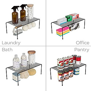 Smart Design Classic Storage Shelf – Large (8.5 x 16 in.), Black – Sturdy Steel Pantry Organizer with Rust-Resistant Finish and Non-Slip Feet for Easy Home Organization and Storage