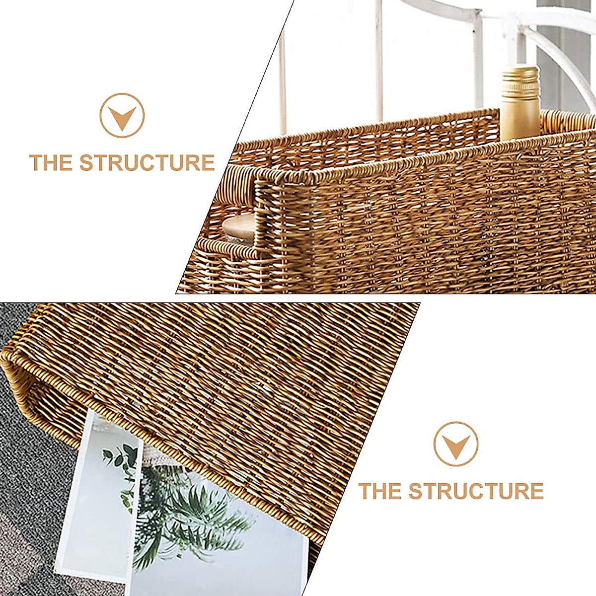 Cabilock Magazine Newspaper Basket Wicker Waste Basket Rustic Book Rattan Magazine Holder File Folder Organizer Decorative Storage Bins Chopsticks Magazine Basket Plastic Toilet Paper Child