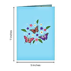 Hartensteler® Butterflies in Nature Pop Up Card - 3D Butterfly Card for Wife, Girlfriend & Mother (Birthday Card, Get Well, Thank You, Anniversary)