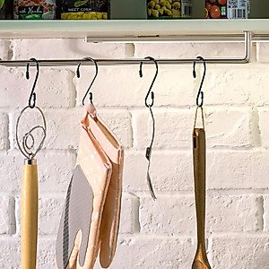 Hotop 36 Pieces 6 Inch S Shaped Stainless Steel Hooks Metal Hanging Hooks Curtain Hooks Pan Pot Holder Rack Hooks for Hanging Pot, Pan, Cups, Plants, Bags, Jeans, Towels (Black)