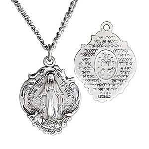 Heartland Store Hail Mary Prayer Sterling Silver Pendant + 24 Inch 2.4mm Endless Rhodium Plated Chain