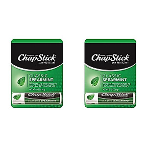 ChapStick Classic Spearmint Lip Balm Tubes, Spearmint ChapStick for Lip Care, Father's Day Gift - 0.15 Oz (Pack of 2)
