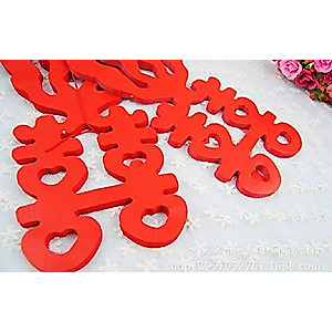 Dmeiling Chinese Traditional Wedding Decoration Supplies Red Hi Word Pull Flowers, Big Red Oil Plastic Paper 3 Meters Pull Hi, Wedding Festive Wedding Room Decoration Essential Supplies（2pcs）