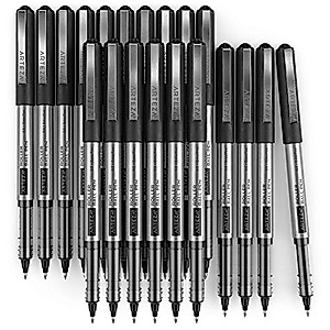 ARTEZA Rollerball Pens, Pack of 20, 0.5mm Black Liquid Ink Pens for Bullet Journaling, Fine Point Rollerball, Office Supplies for Writing, Taking Notes & Sketching