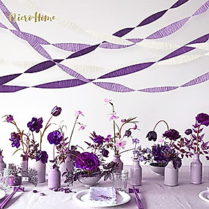 NICROHOME 8 Rolls Crepe Paper Streamers, Pack of Purple, Dark Purple, Pastel Purple, White Streamers for Birthday Party Decorations, Wedding, Valentine Day Lilac Theme Party Supplies, 82Ft Long