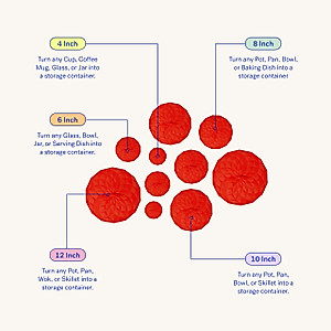 GIR: Get It Right Silicone Round Suction Lids - Heat Resistant Microwave Splatter Cover for Bowls, Plates, Pots - Oven, Fridge, and Freezer Safe - 12.5 Inches, Red