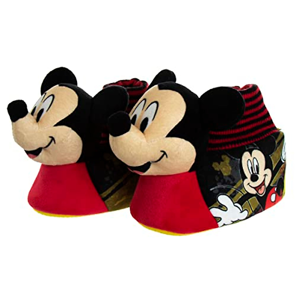 Disney Boys' Mickey Mouse Slippers – 3D Head Plush Sock Top Slippers (Toddler/Boy), Size 11-12 Little Kid, Mickey Mouse
